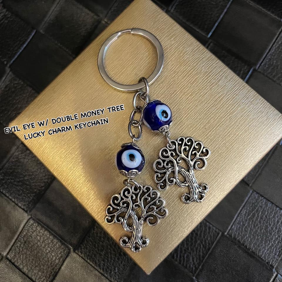 EVIL EYE W/ DOUBLE MONEY TREE LUCKY CHARM KEYCHAIN | Shopee Philippines