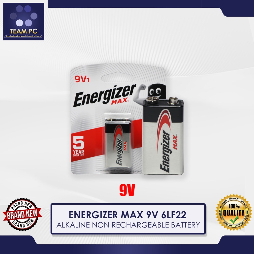 ENERGIZER MAX 9V 6LF22, ALKALINE NON RECHARGEABLE BATTERY | Shopee ...