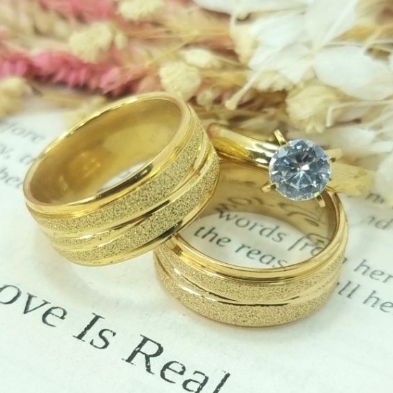 RK Jewelry WR02 Free Name Engrave Wedding Ring 18K Gold Plated Couple ...