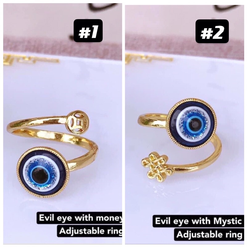 (wikacharms)evil eye anti-bad luck adjustable ring | Shopee Philippines