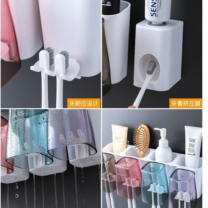 Colorful Toothbrush And Toothpaste Dispenser with Cup and Name Label ...