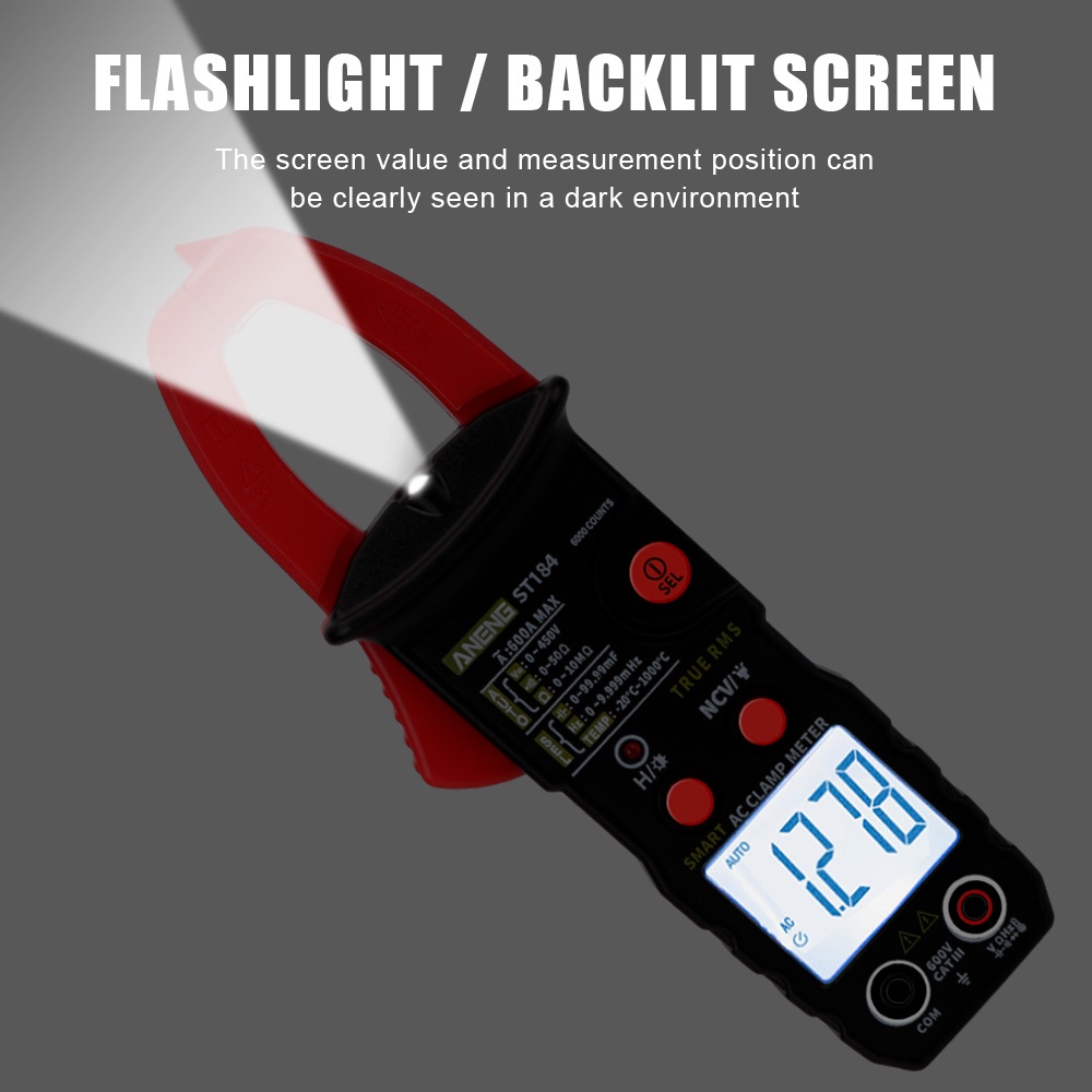 RMS Digital Clamp Meter Voltage Meter Ohm Hz Tester AC/DC Voltage ...