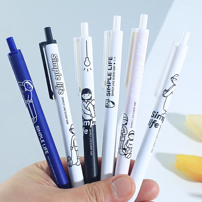6 Pcs Boxed 0.5mm ST Bullet Tip Simple Life Series Gel Pen Quick-Drying ...