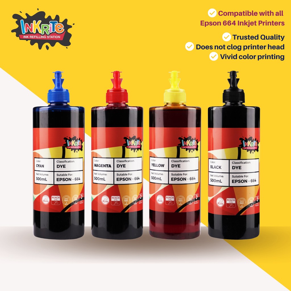 Inkrite Ink for Epson L-Series 664 Inkjet Printers, 500 ml | Shopee ...