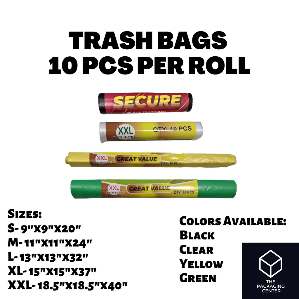 Trash Bag / Garbage Bag 10 PCS PER ROLL [ S to XXL Sizes ] [ Black ...