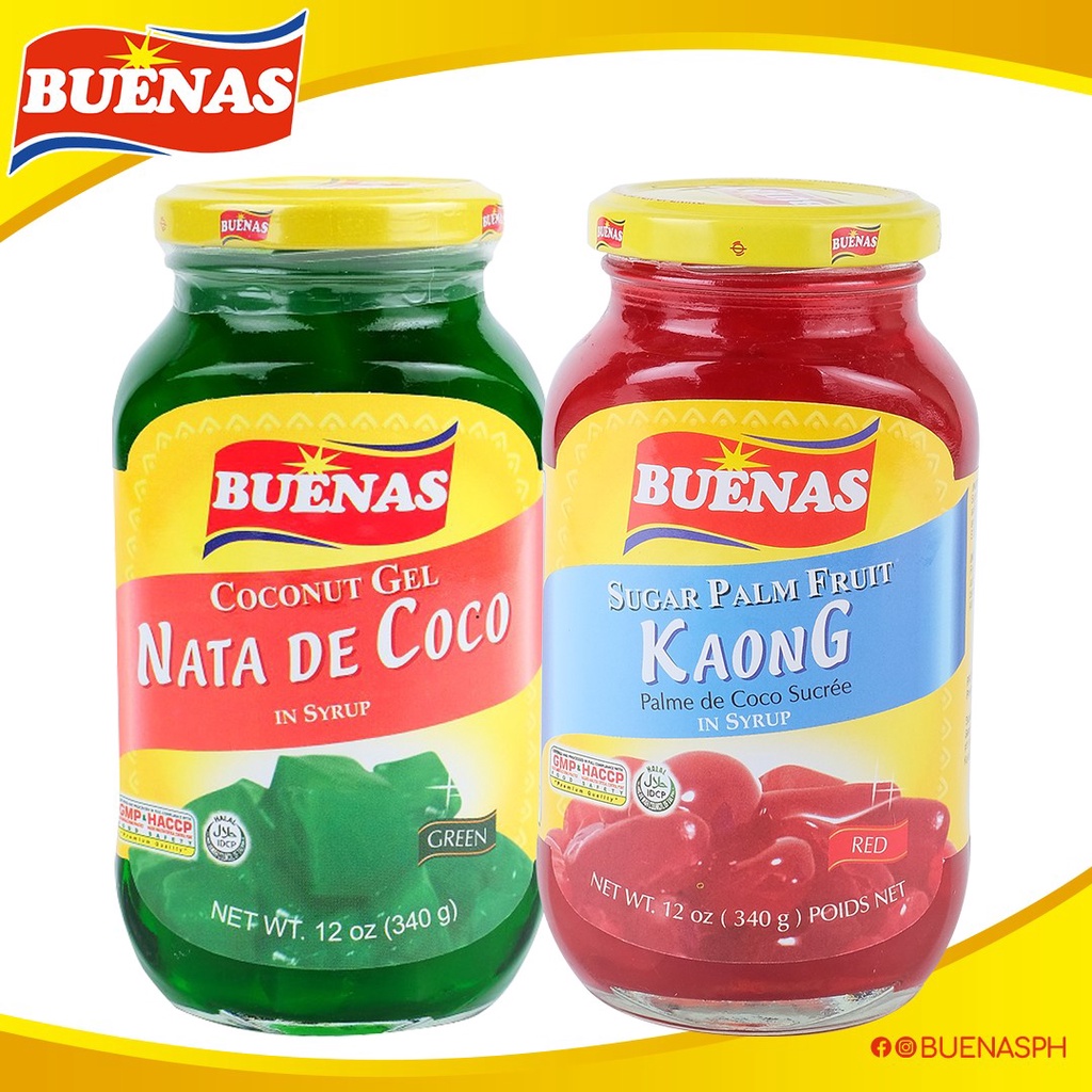 Buenas Nata De Coco (Green) and Kaong (Red) 12oz Set | Shopee Philippines