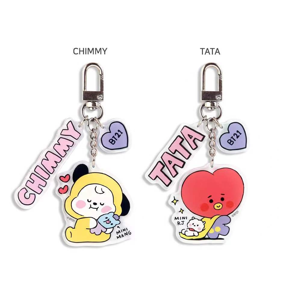 Kpop BTS Bangtan Boys Key Chain Bt21 Acrylic Key Chain J-Hope V Suga Tata Cooky Shooky Key Ring ...