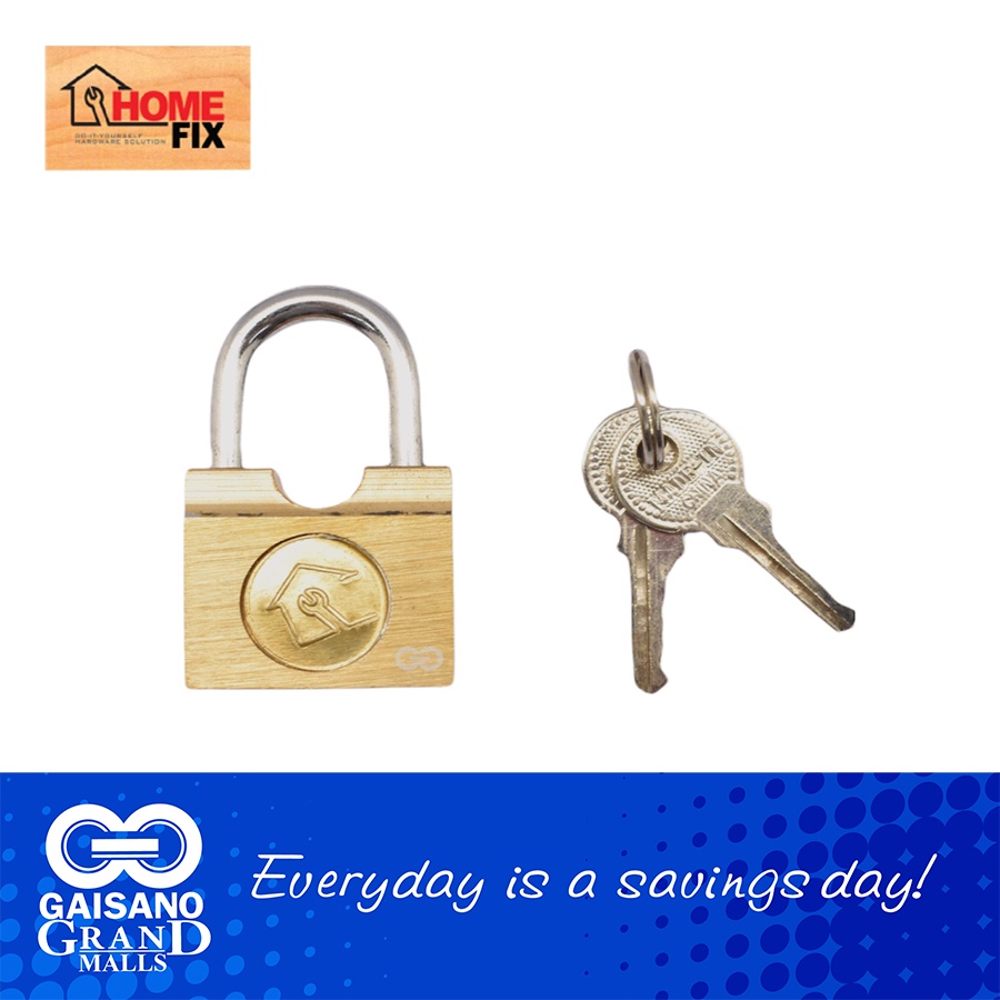 HOMEFIX Padlock, Brass Side Key Padlock with 2-pieces Keys in Gold ...