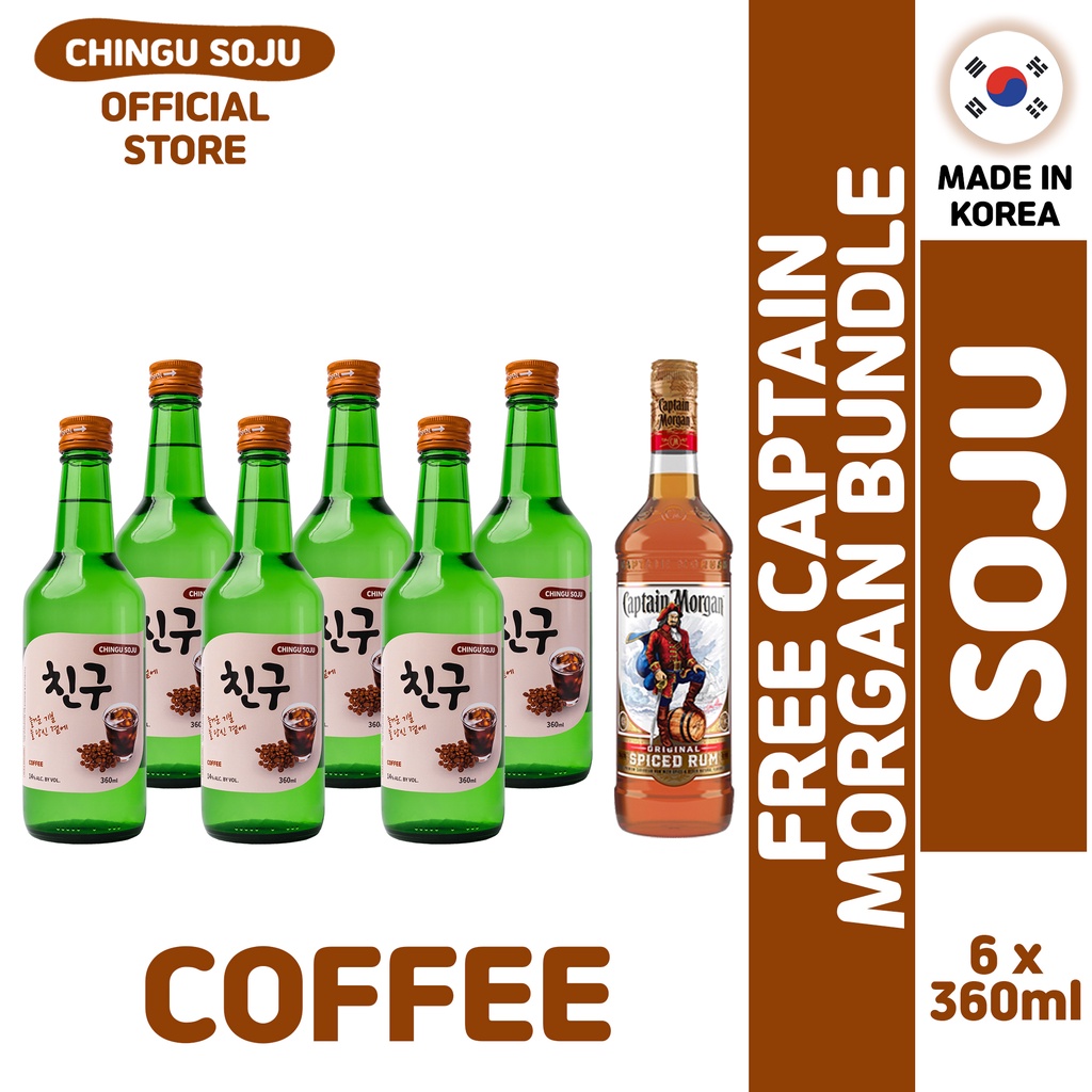 Chingu Soju Coffee 360ml 6 Bottles With Free Captain Morgan | Shopee ...