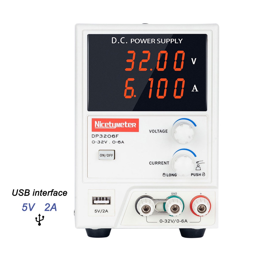 NicetyMeter DP3206F Adjustable DC power supply 32V 6A USB Digital Lab ...