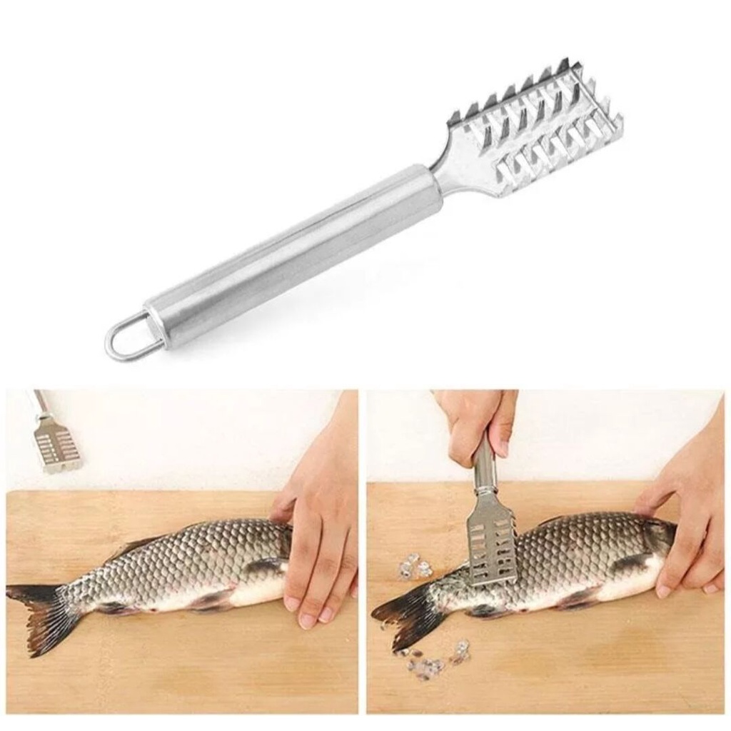 Manual Fish Scale with Wood Handle Scraping Seafood Planer Kitchen ...