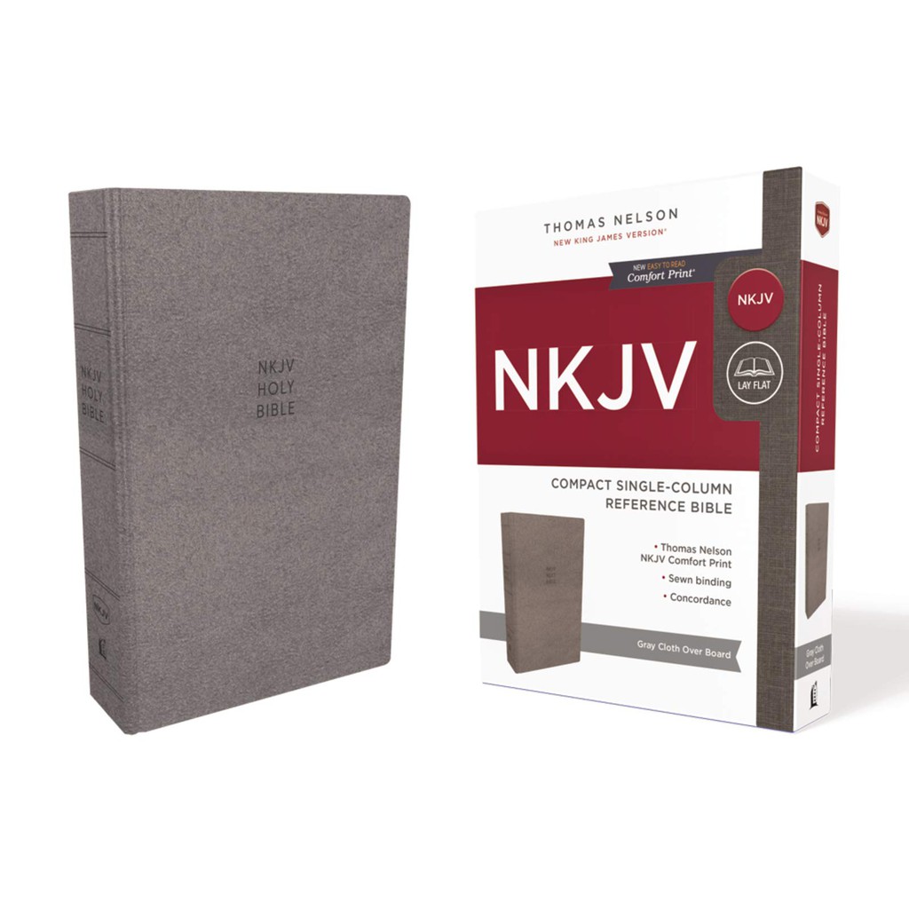 NKJV Bible Compact single column reference bible Gray cloth over board ...