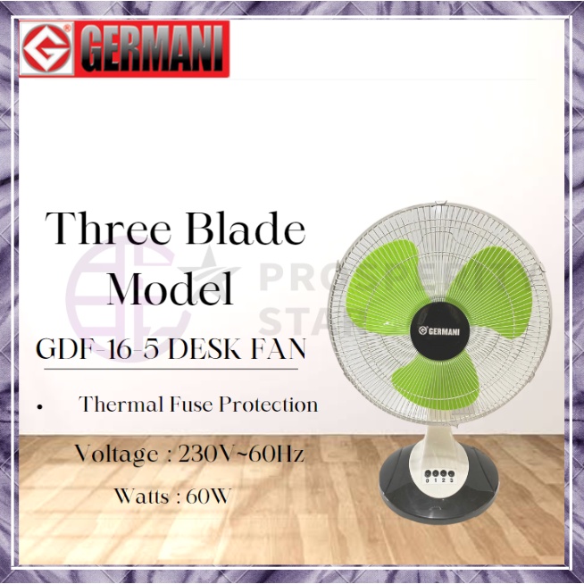 PROSPERITY STAR [1PC] Germani Desk Fan/Electric Fan 3 Speed Push Button ...