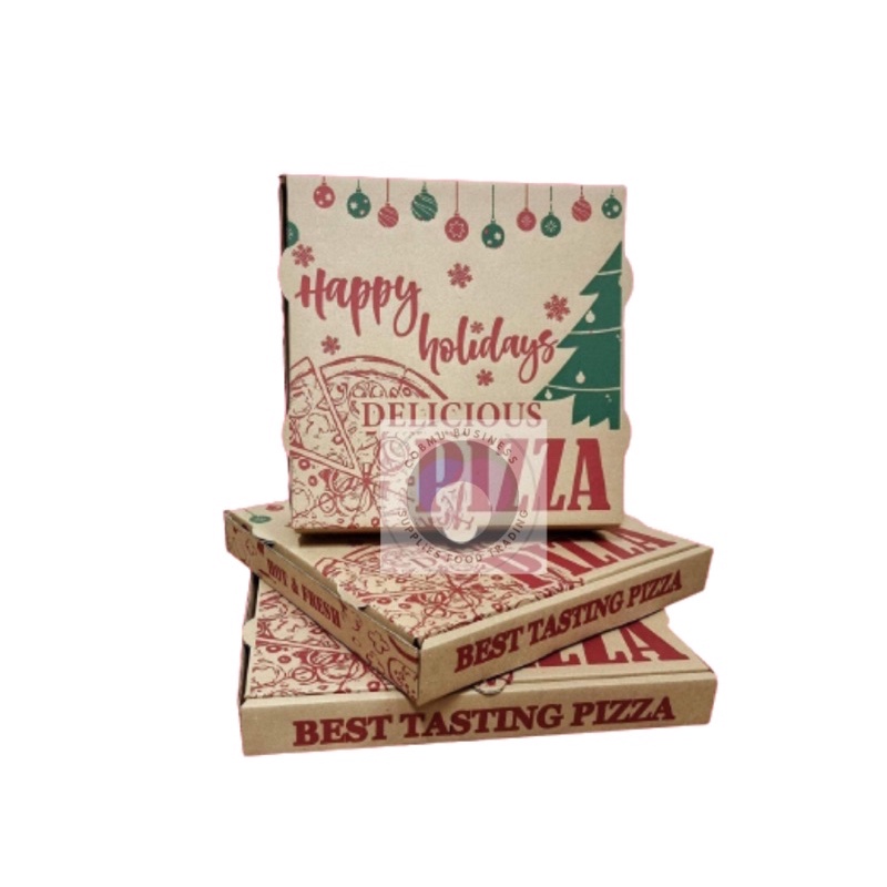 Corrugated Pizza Box Chistmas Design size: 10x10x1.5 & 12x12x1.5 (50pcs ...