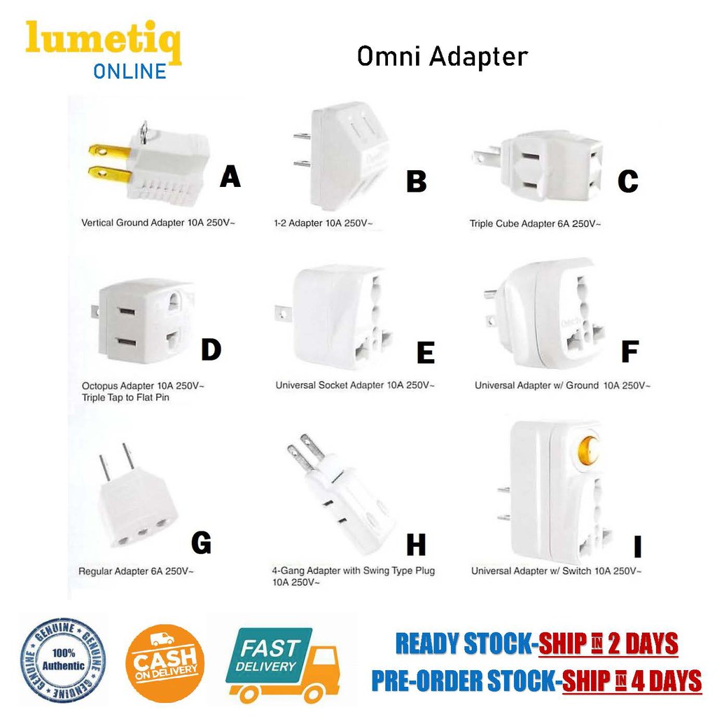 Omni Travel Adapter (Universal/Octopus/ w/ Switch/ Regular/ w/ Ground ...