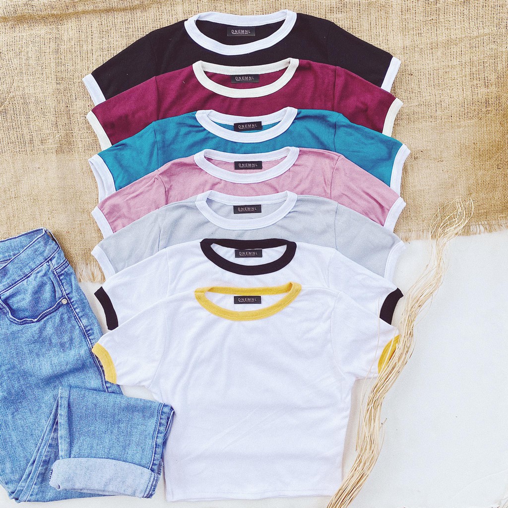 DNEMNLPH Trendy Women's Ringer Crop Top (Ribbed/Knitted) | Shopee ...
