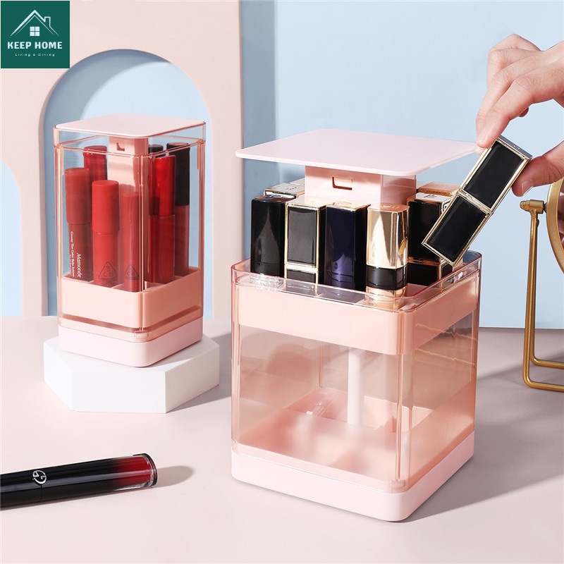 Keep home Lift Lipstick Storage Box Press Open Transparent Lip Glaze ...