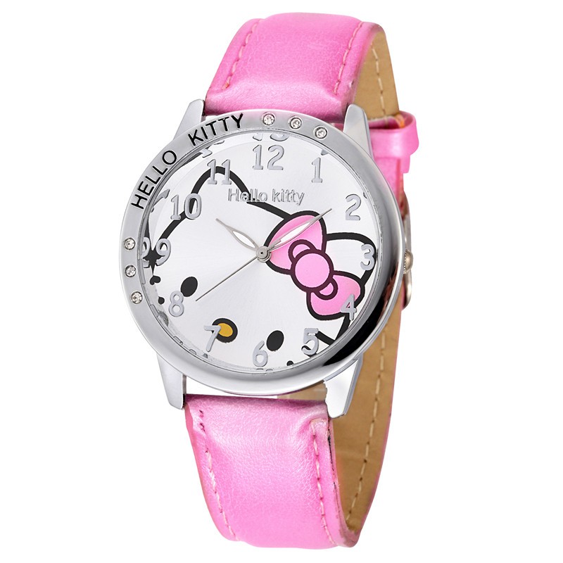Hello Kitty Women Children Cute Cartoon Leather Quartz Watch | Shopee ...