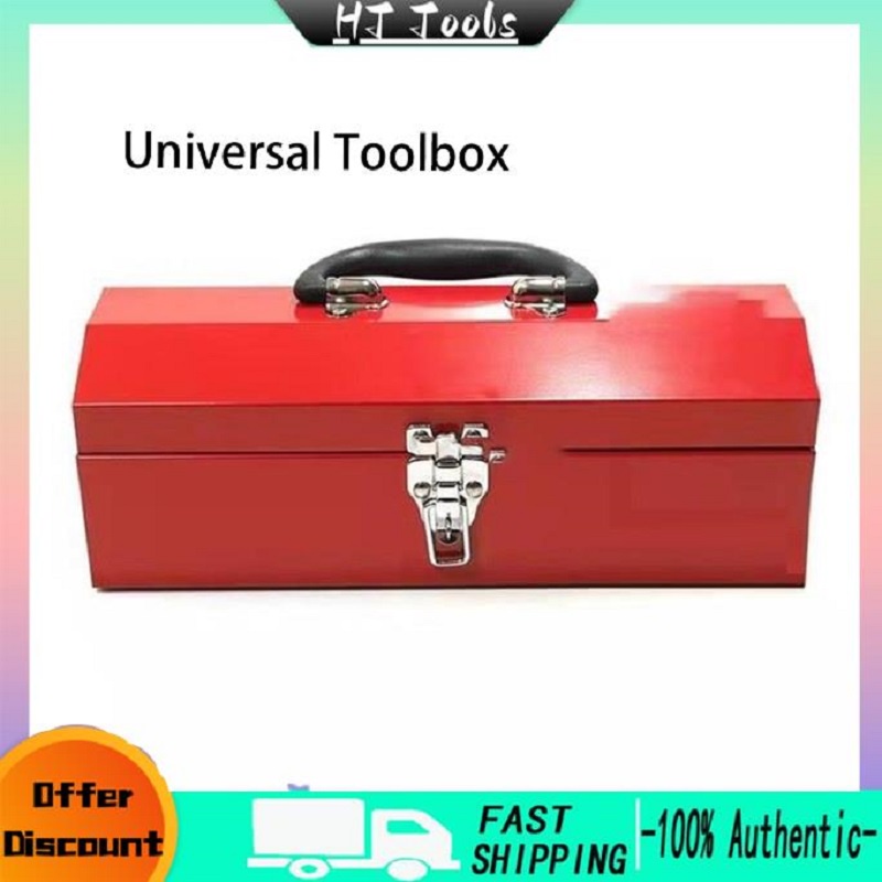 Red Iron Metal Hand Toolbox Multifunction Toolbox On-Board Storage Box ...