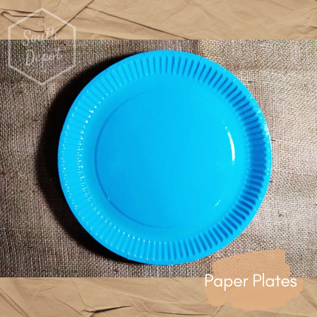 100pcs Disposable paper plates 9in laminated colored | Shopee Philippines