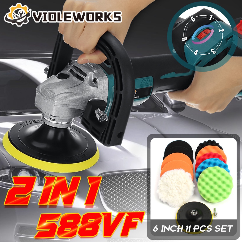 6 Speed 588VF 2 In 1 Cordless Angle Grinder Car Polisher Brushless ...