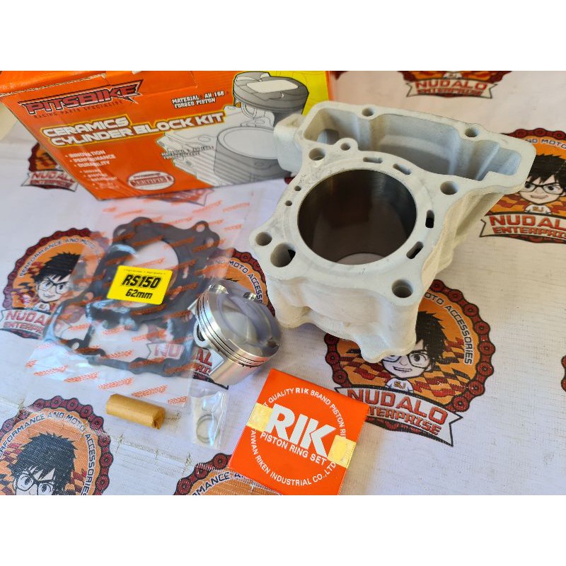 Pitsbike Racing Cylinder Block 62mm for RS150 / GTR150 (CERAMIC ...