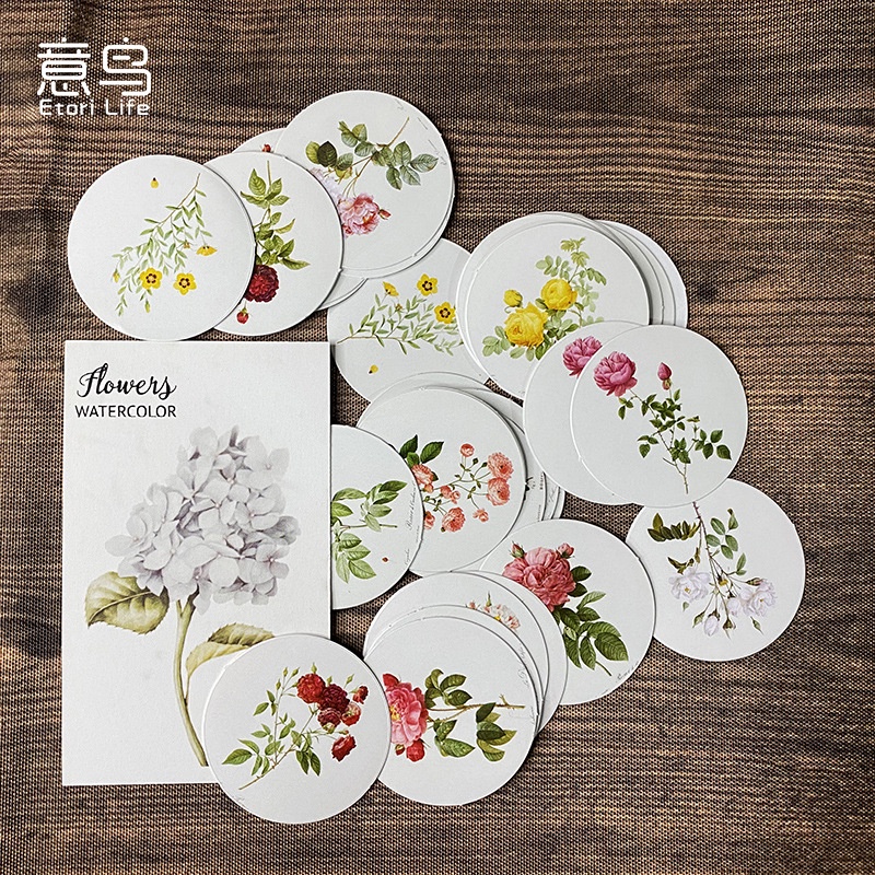 46piece Painting Flower Mini Box stickers Handbook account diary diy ...