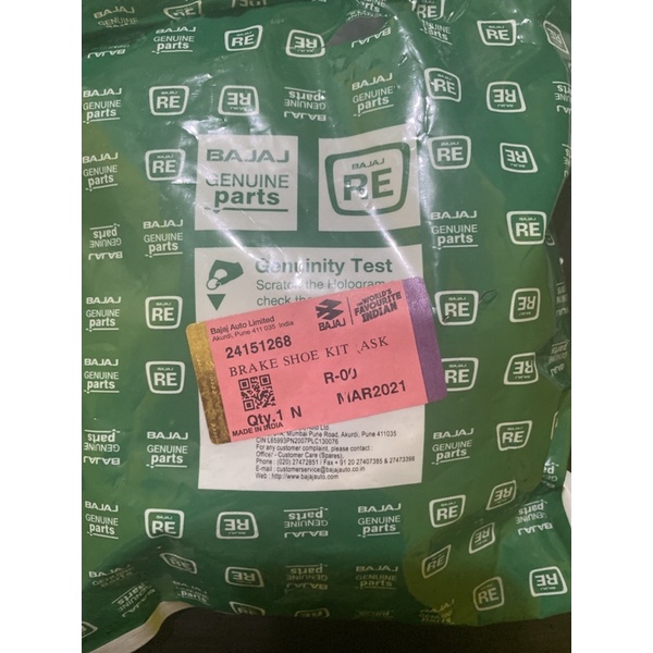 Bajaj RE Genuine Brakeshoe Kit Lining | Shopee Philippines