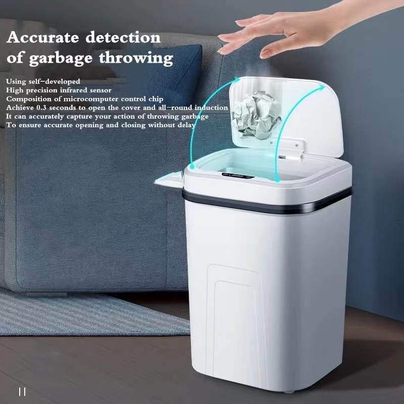 RECHARGEABLE 15L Wireless Sensor Smart Trash Can Bin Automatic Trash ...