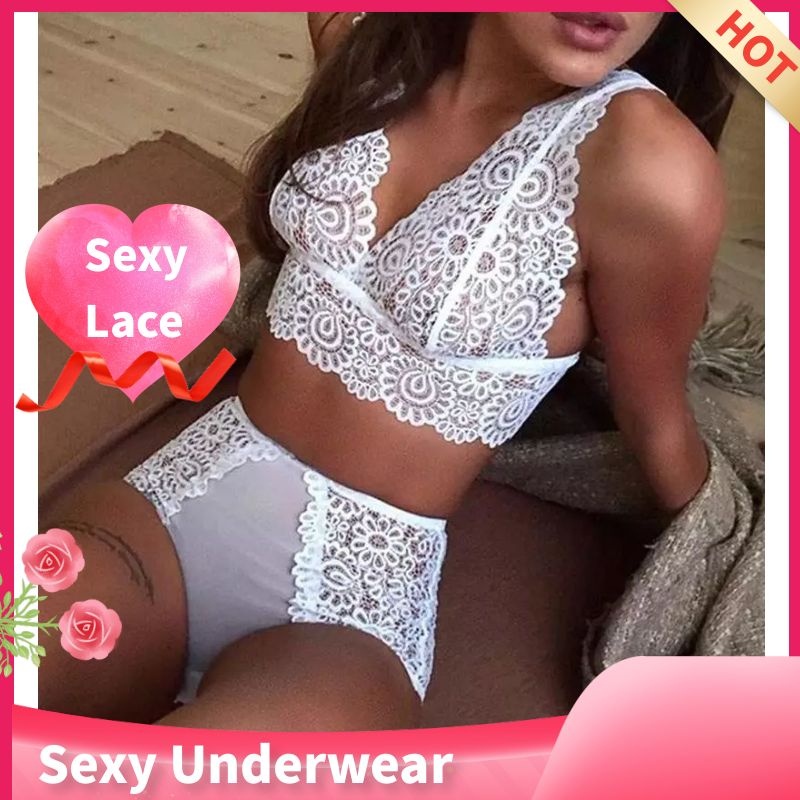 [New]Lace Lingerie Sexy Bra Panties Women Sexy Underwear Mesh Babydoll Sleepwear Camis Brief ...