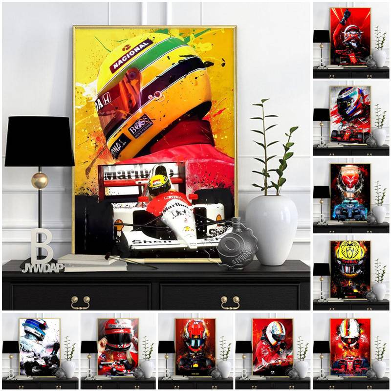 Racing Driver Colored Drawing wall art canvas painting Poster Prints ...
