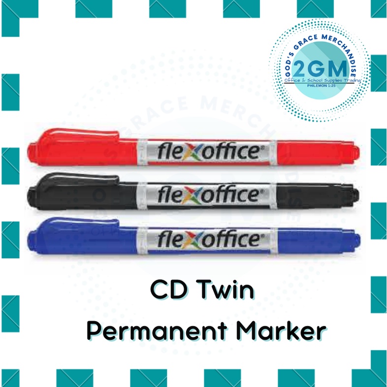 FLEXOFFICE CD TWIN PERMANENT MARKER [PM-01], Tip size: 1.00mm/0.4mm ...