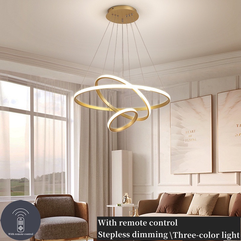 three-color light With remote control Modern chandelier Led three-ring ...
