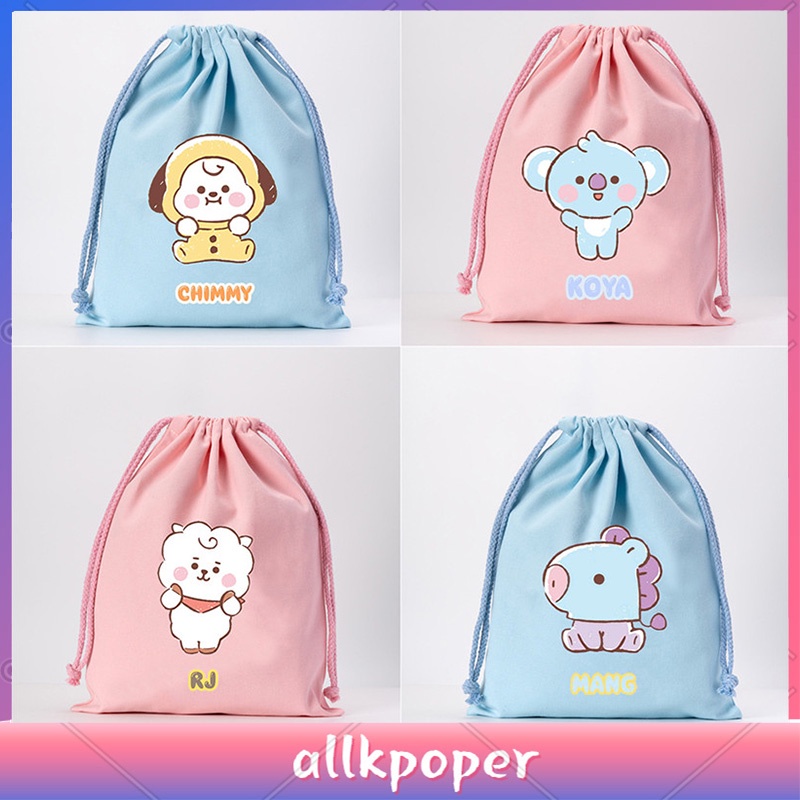KPOP BT21 Drawstring pocket BTS Cartoons Bag | Shopee Philippines
