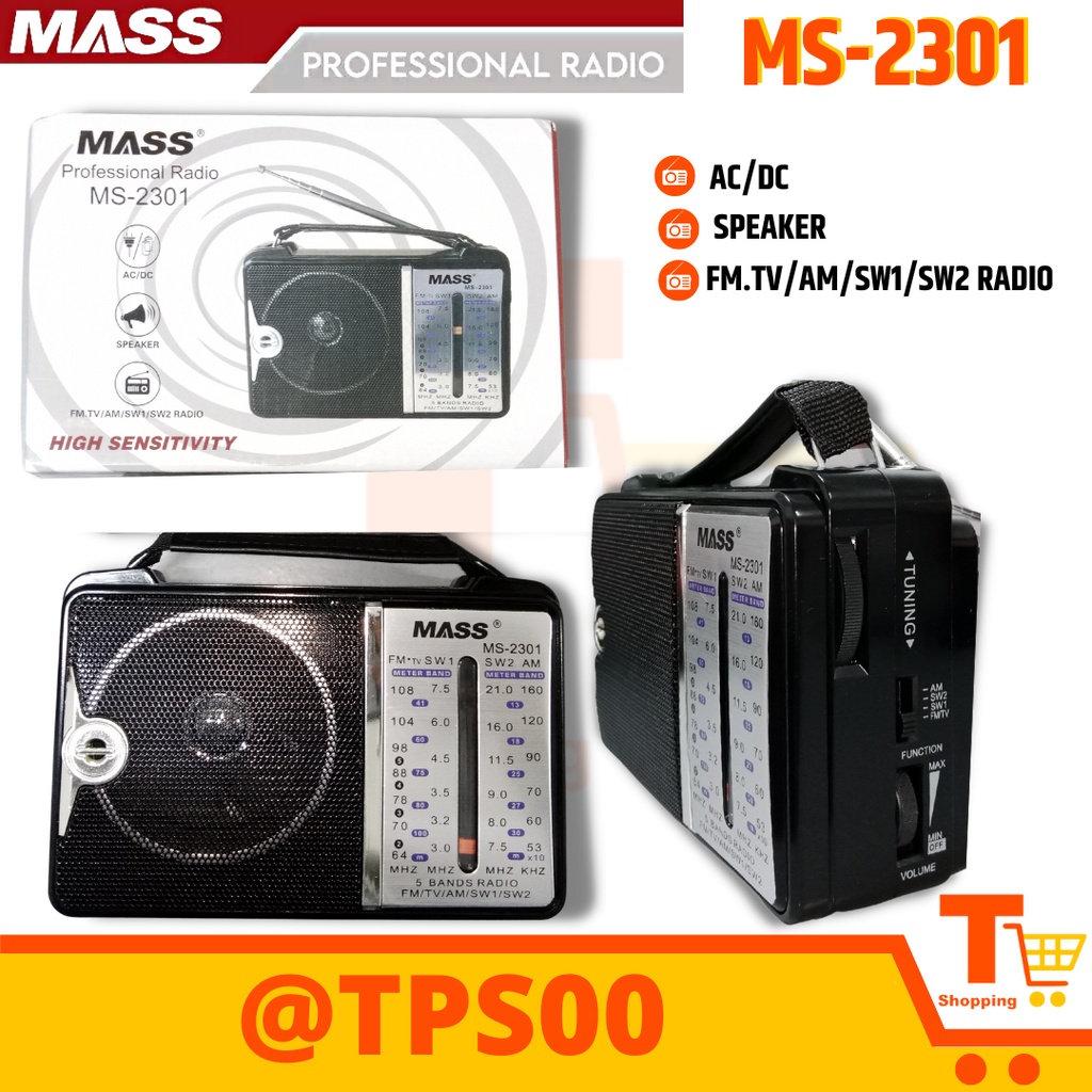 Mass Radio MS-2301 Professional Radio Speaker AC/DC/FM/AM/SW1/SW2 ...