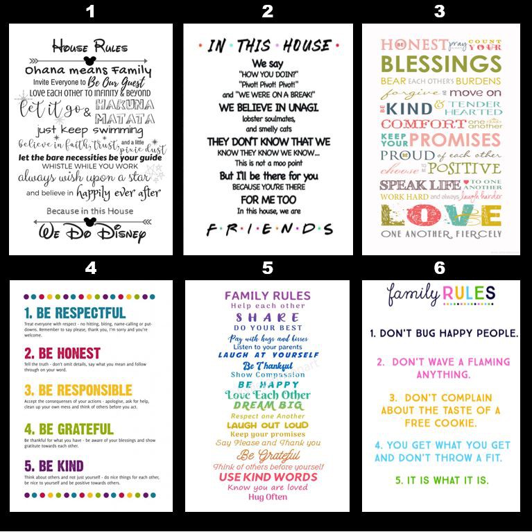 Walt Disney Friends Family House Rules Home Wall Home Decor Decoration ...