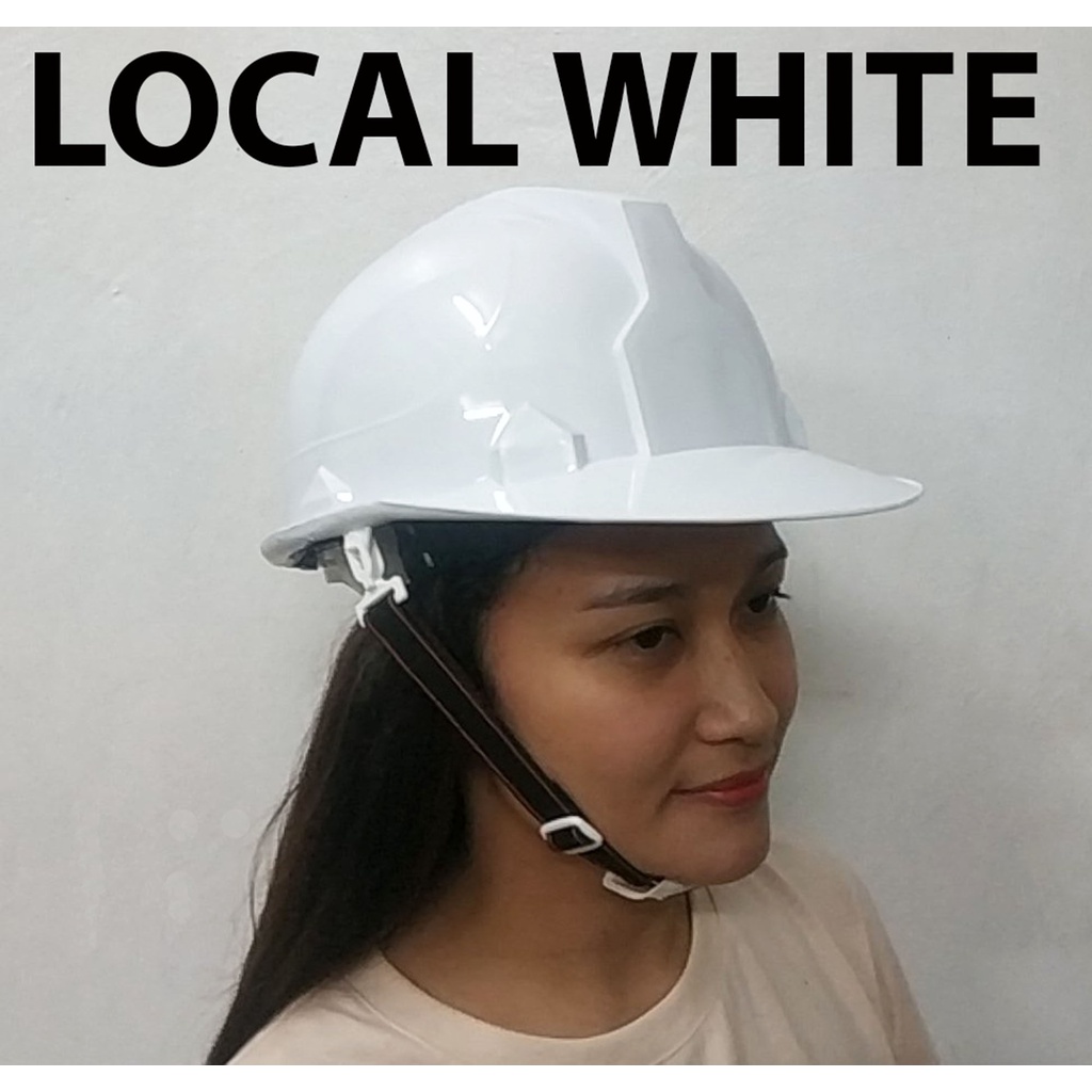 MANILA LOCAL HARD HAT WITH LINER AND CHIN STRAP HELMET ( WHITE COLOR