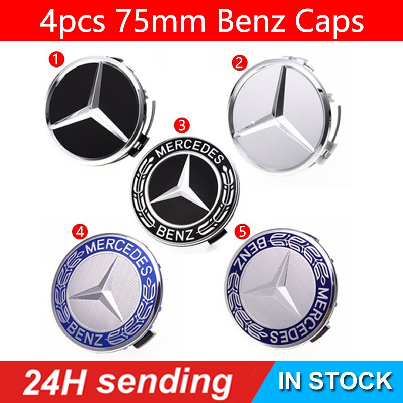 【Ready Stock】4pc/set 75mm Mercedes Sport Rim Cap Benz Wheel Center Caps ...