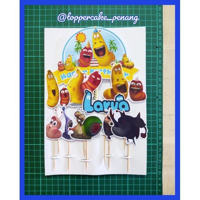 Larva Cartoon Happy Birthday Decoration Set Cake Topper for Birthday ...