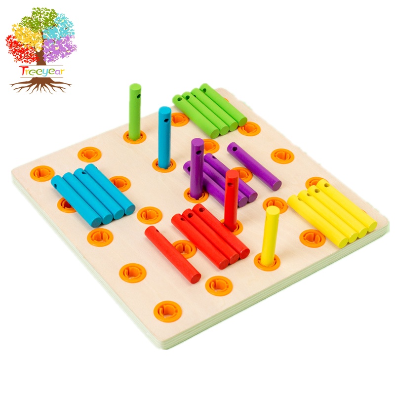 Treeyear Peg Board Toy Intelligence Threading Toy Wooden Threading ...