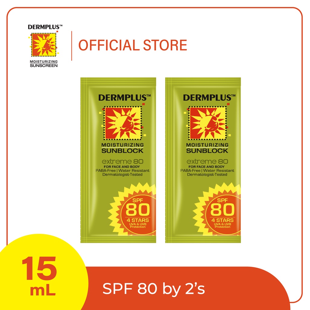 Dermplus Moisturizing Sunscreen Extreme 80 SPF 50+++ Sachet 15ml by ...