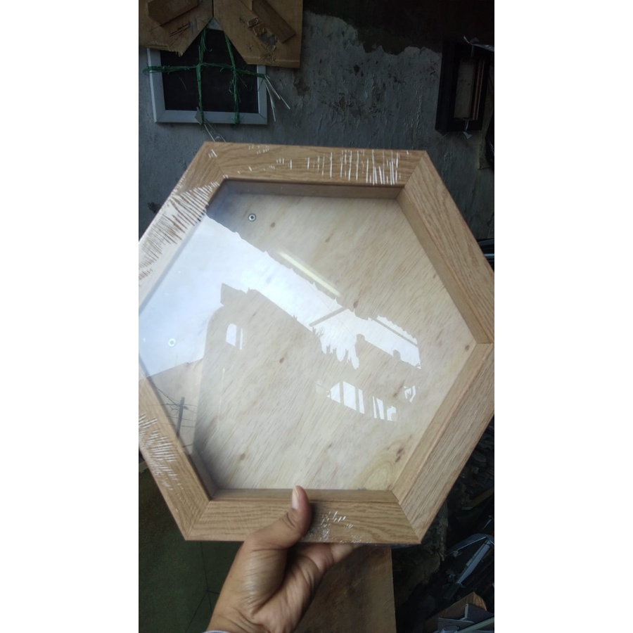 Frame / PIGURA Wood / WOODEN FRAME 3D SEGI Six / HEXAGONAL MERIAH ...