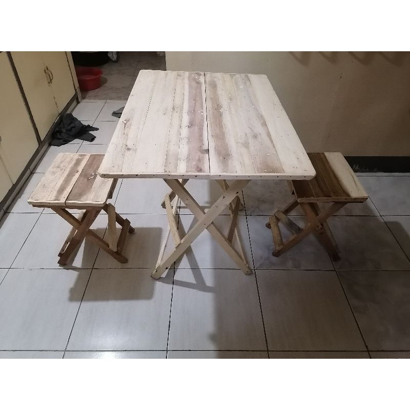 Large Wooden adjustable table with 2 chairs | Shopee Philippines