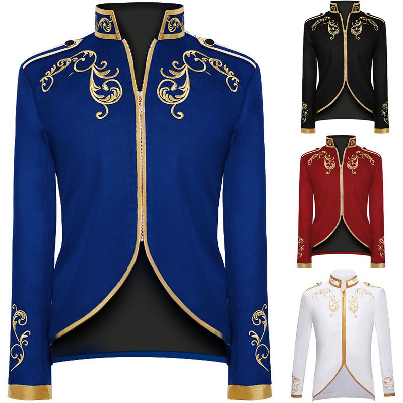 Men Stylish Palace Prince Gold Embroidery Blazer Slim Fit Jacket For ...