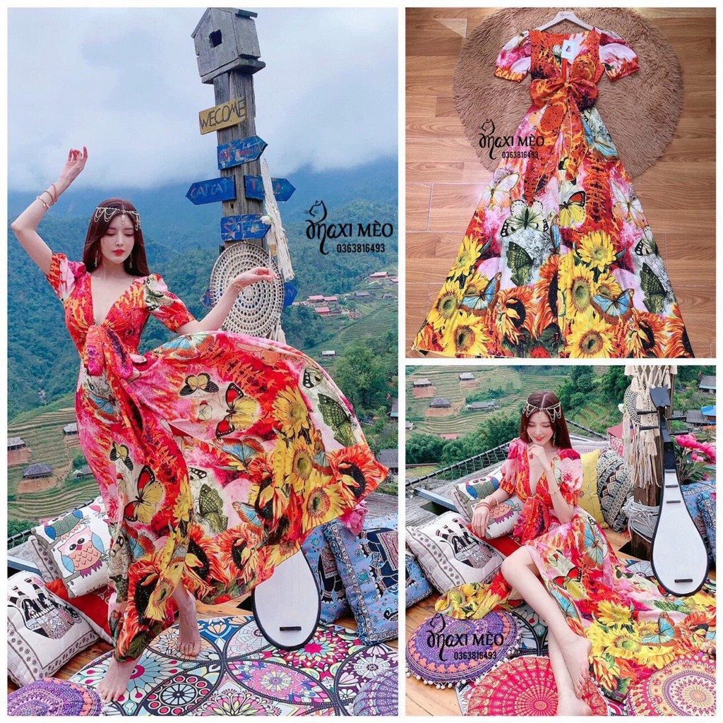 Luxury PVC floral maxi dress with bow slit for going out, wedding ...