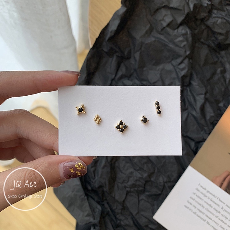 5pcs/set Black Zircon Earings for Women Set Earrings for Women ...