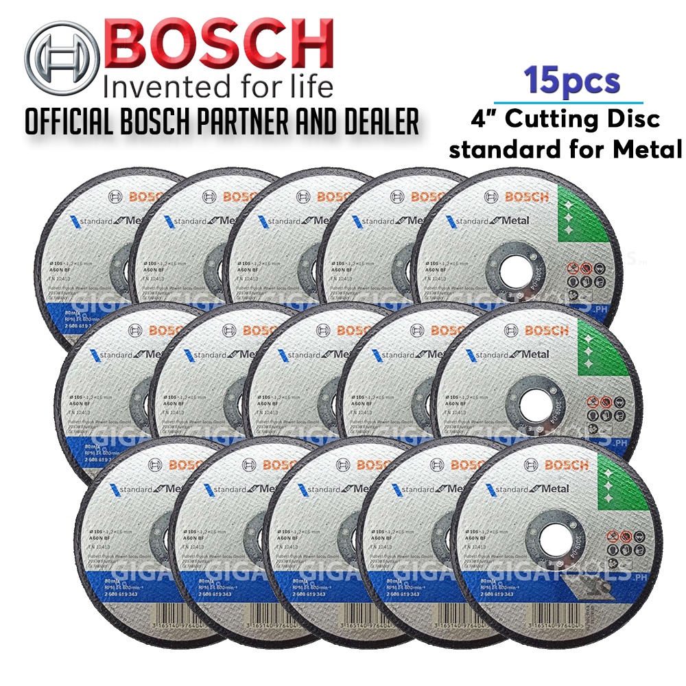 New Bosch 15pcs Cutting Disc 4" standard for Metal 1.2 mm ( 2608619343 ...