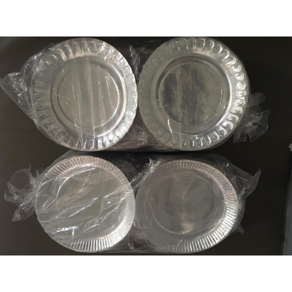 Paper Plate Silver 9" (20pcs) Kikiam - Hotdog - Square - Round Plate ...