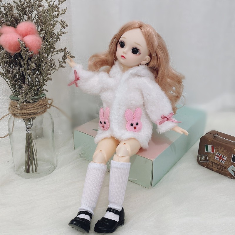 30cm Bjd Doll 12 Moveable Joints 1/6 Girls Dress 3D Brown Eyes Toy with Clothes Shoes Kids Toys ...