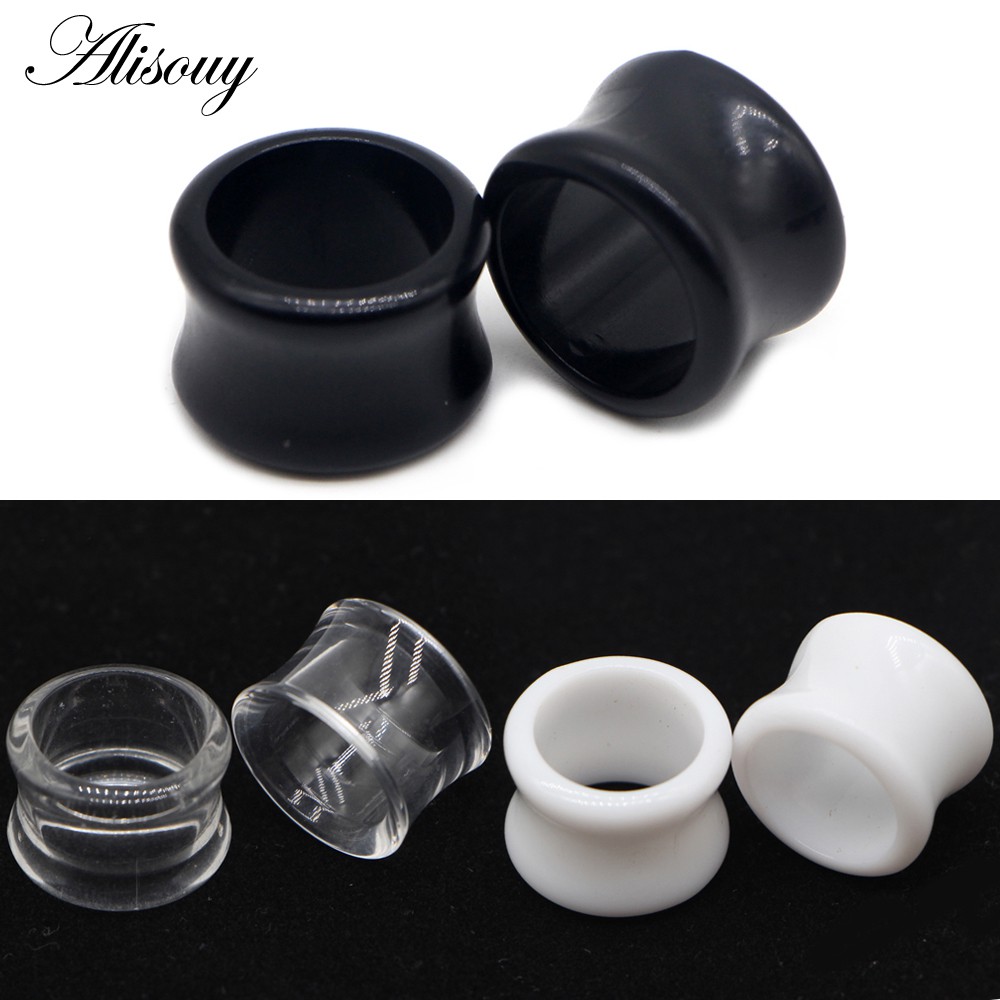 Alisouy 2pcs Black White Acrylic Hollow Punk Ear Tunnel Plugs Piercing ...